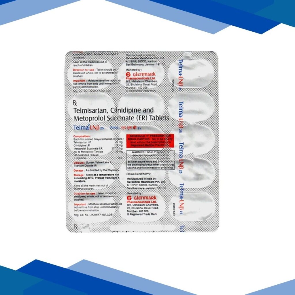 Buy TELMA LNB 25 Tablet 15's Online | Uses, Price, Benefits & Side ...